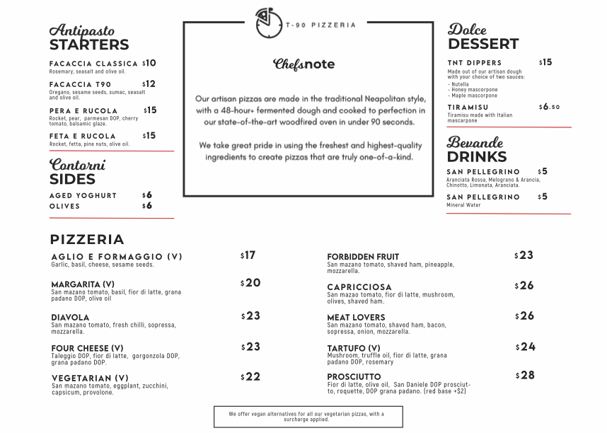 Artisan Pizzeria - T minus 90 Pizzeria - Authentic Italian Cuisine in ...