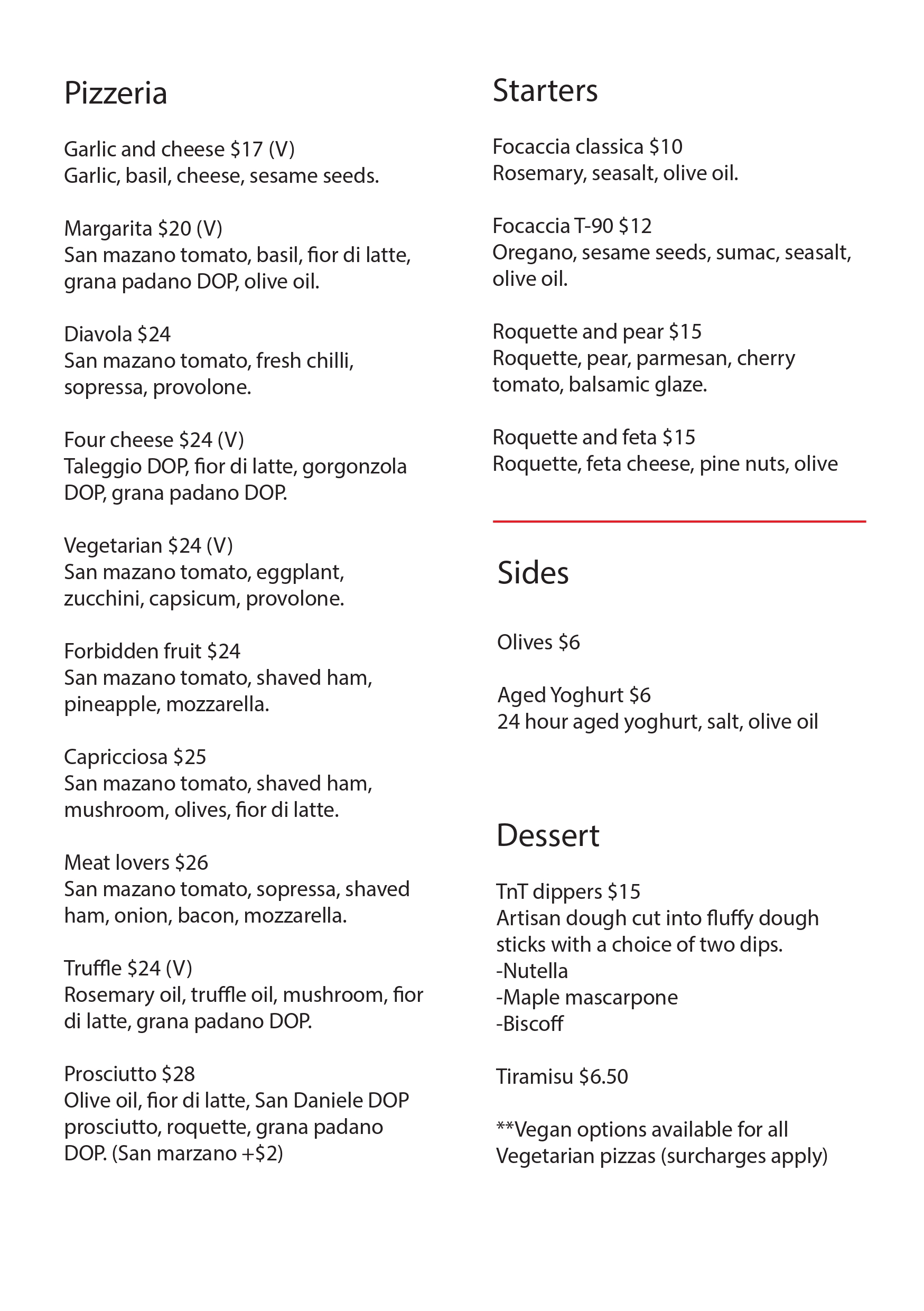 Explore Our Pizza Menu - T Minus 90 Pizzeria Hughesdale
